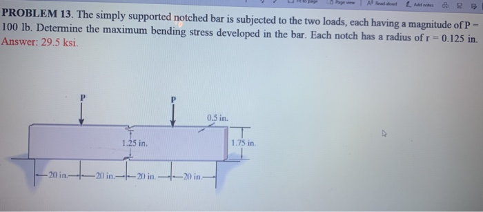 Solved PROBLEM 13. The simply supported notched bar is | Chegg.com