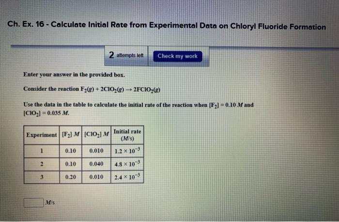 Solved Ch. Ex. 16 - Calculate Initial Rate from Experimental | Chegg.com