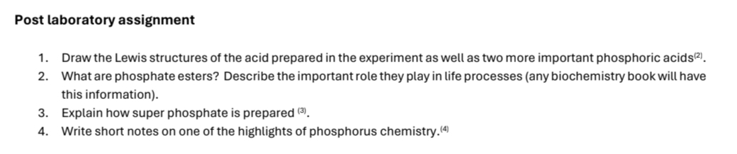 Solved Post laboratory assignment:Draw the Lewis structures | Chegg.com