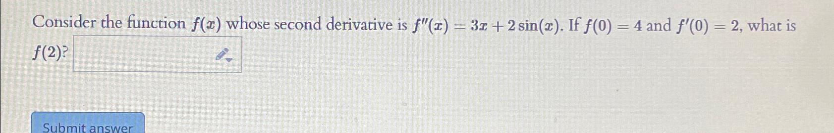 Solved Consider the function f(x) ﻿whose second derivative | Chegg.com