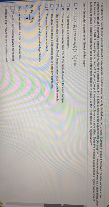 Solved In randomized, double-blind clinical trials of a new | Chegg.com