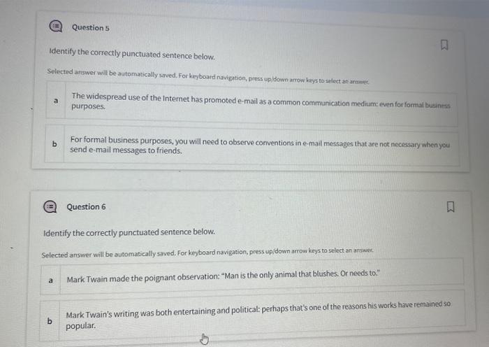 Identify the correctly punctuated sentence below. | Chegg.com