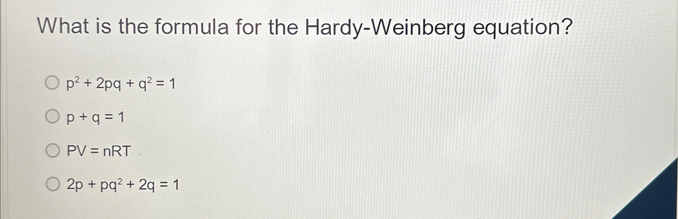 Solved What is the formula for the Hardy-Weinberg | Chegg.com