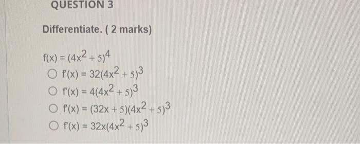 Solved Differentiate. ( 2 marks) | Chegg.com