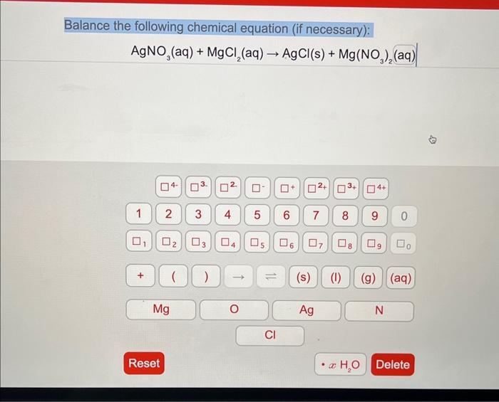 Solved Balance the following chemical equation (if | Chegg.com