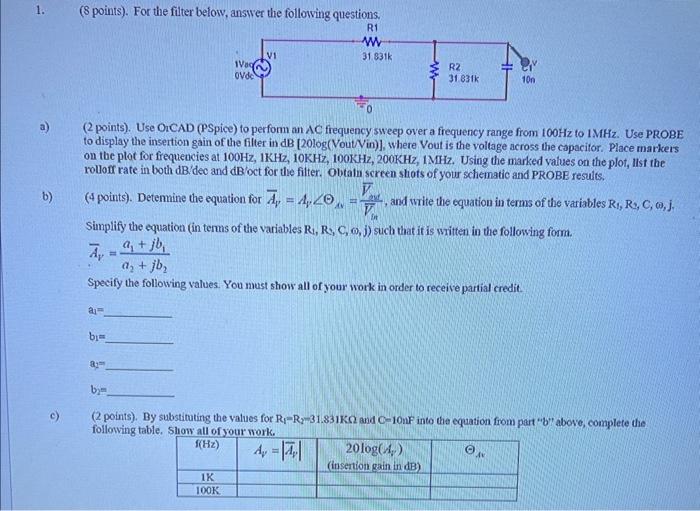 Solved (s points). For the fitter below, answer the | Chegg.com
