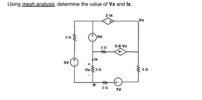 Solved Using mesh analysis, determine the value of Vx and | Chegg.com