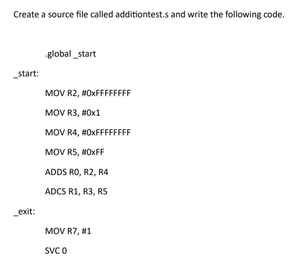 Solved Write, run and show code in ARM Assembly Language. | Chegg.com