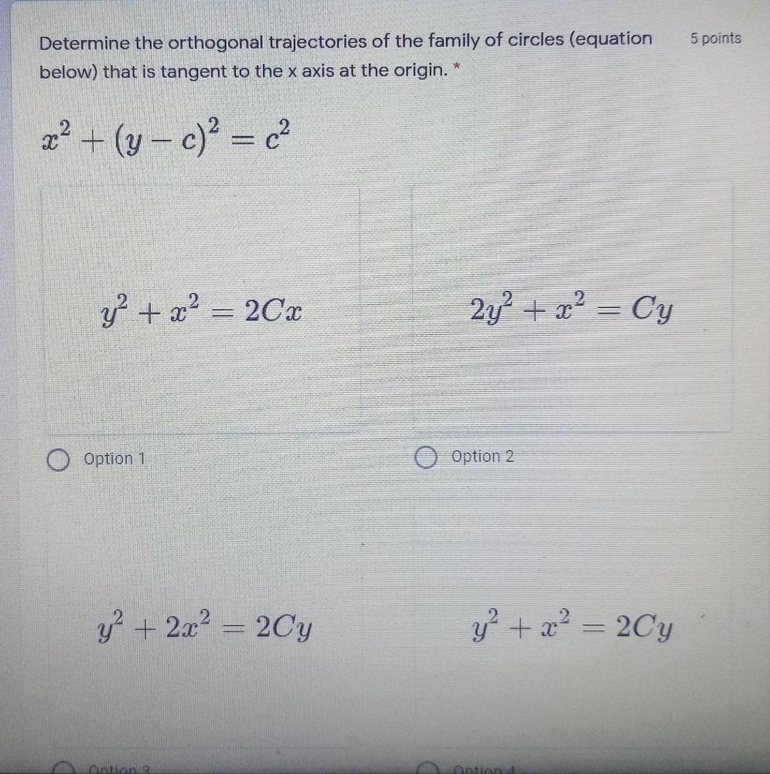 Solved 5 Points Determine The Orthogonal Trajectories Of The