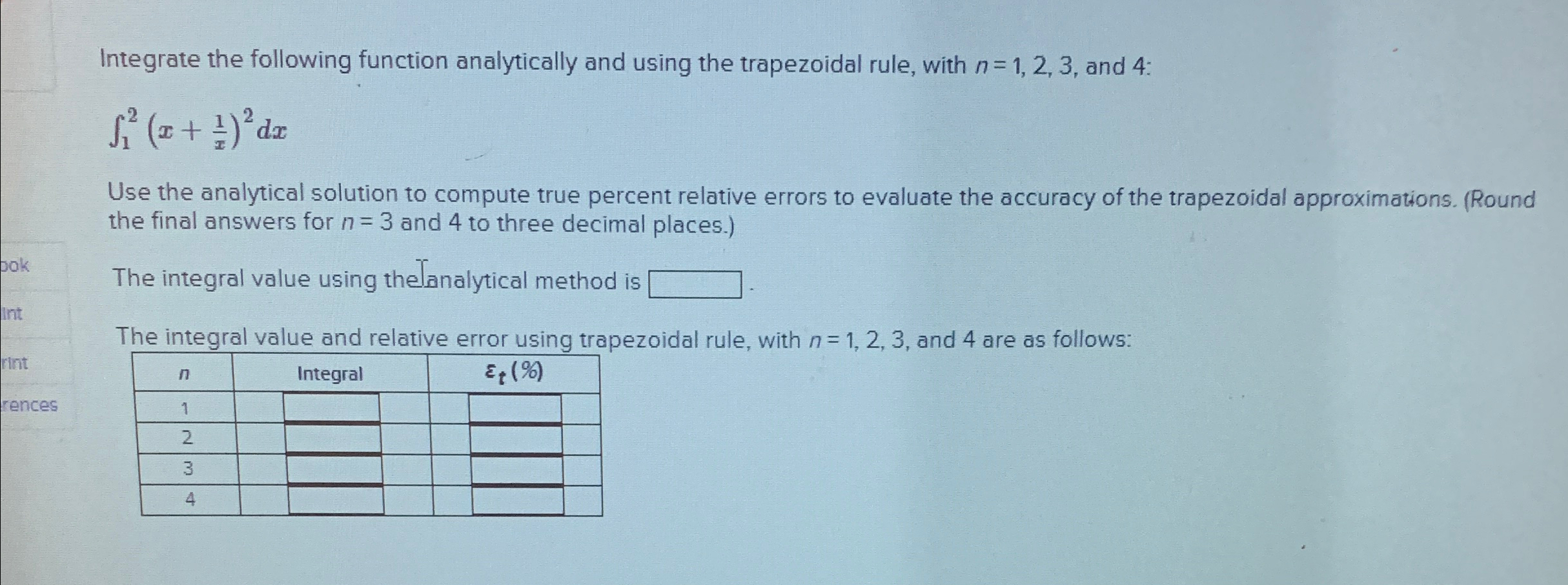 Integrate the following function analytically and | Chegg.com