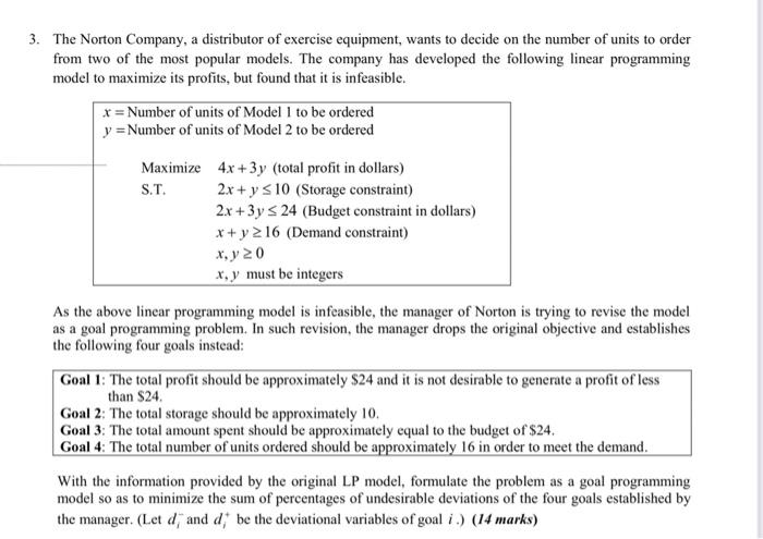 Solved The Norton Company, a distributor of exercise | Chegg.com