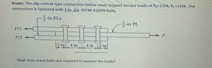 Solved Given: The slip-critical type connection below must | Chegg.com