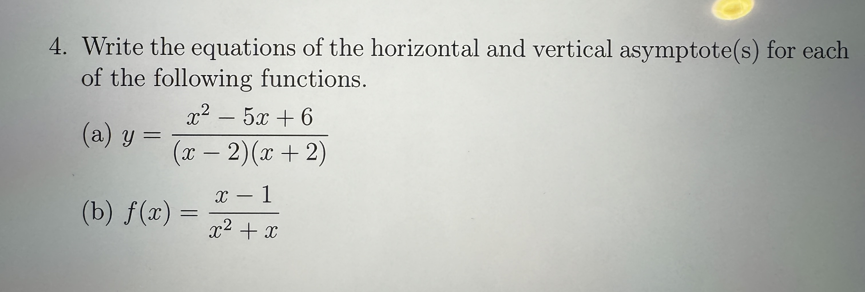 Solved Write the equations of the horizontal and vertical | Chegg.com