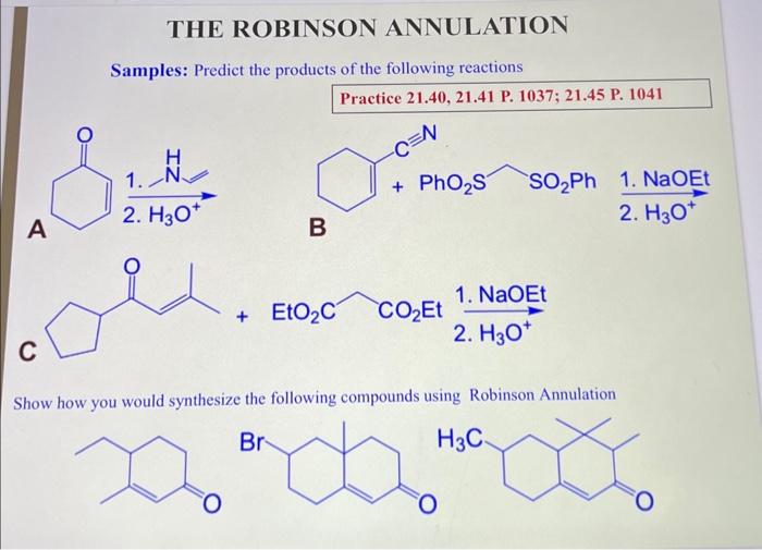 Solved THE ROBINSON ANNULATION Samples: Predict the products | Chegg.com