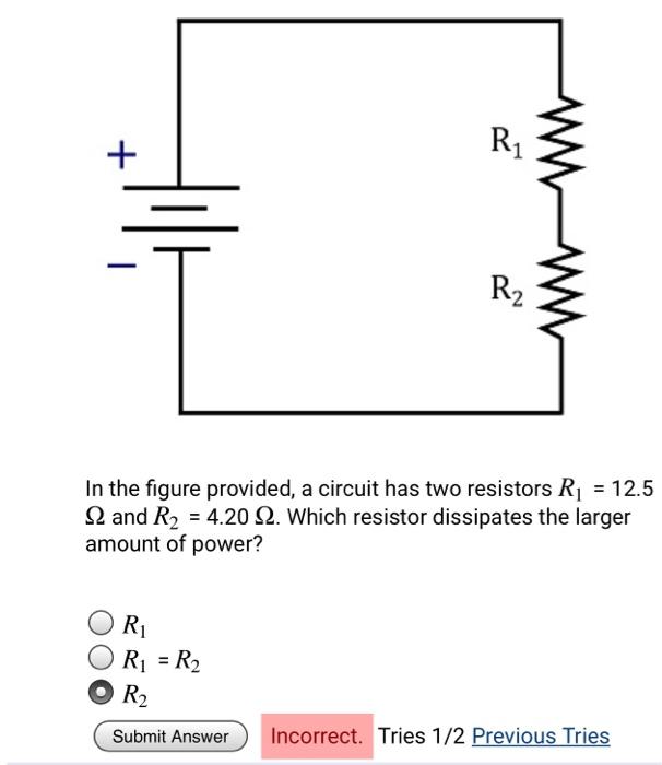 Solved Ž + R1 R2 In the figure provided, a circuit has two | Chegg.com