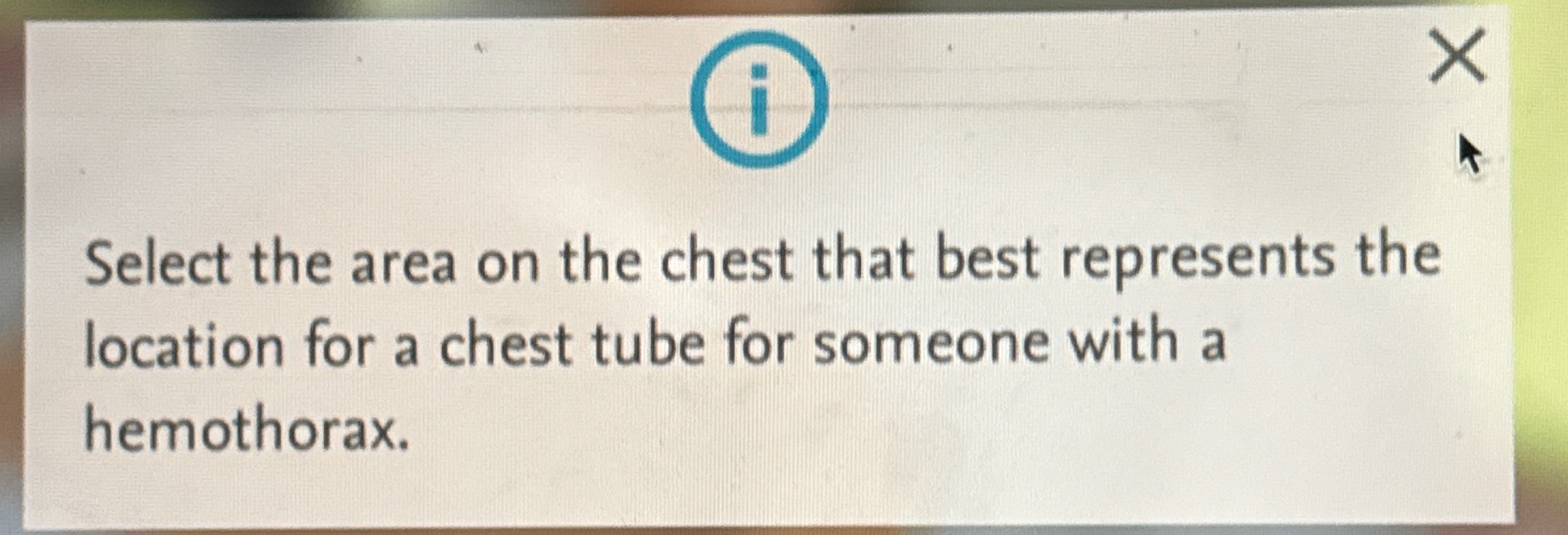 Solved Select the area on the chest that best represents the | Chegg.com