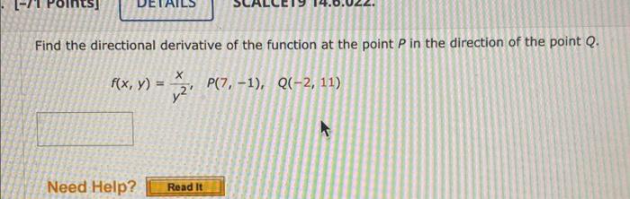 Solved Find the directional derivative of the function at | Chegg.com