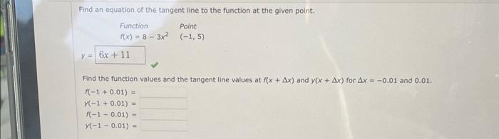 Solved Find an equation of the tangent line to the function | Chegg.com