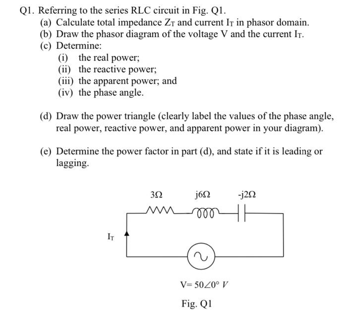 Solved 1. Referring to the series RLC circuit in Fig. Q1. | Chegg.com