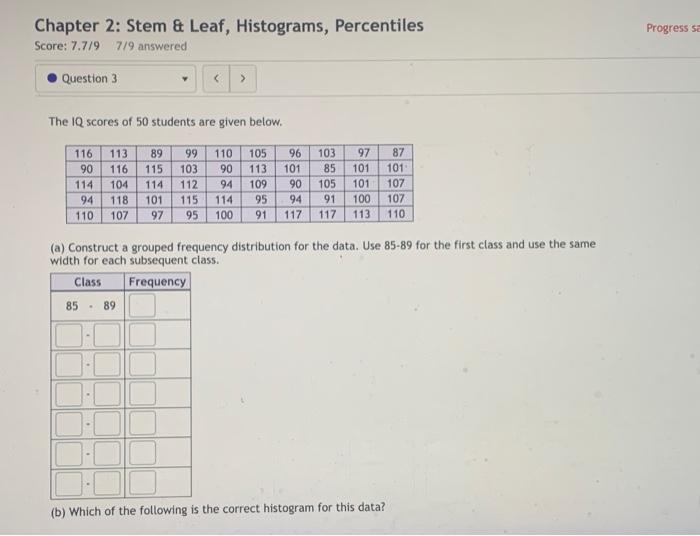 Solved Chapter 2: Stem \& Leaf, Histograms, Percentiles | Chegg.com
