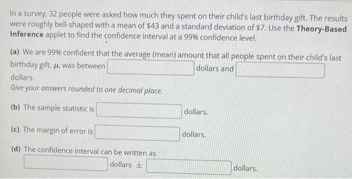 Solved In a survey, 32 people were asked how much they spent | Chegg.com