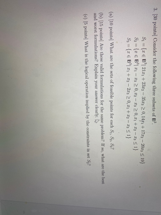 3. (30 points) Consider the following three subsets | Chegg.com