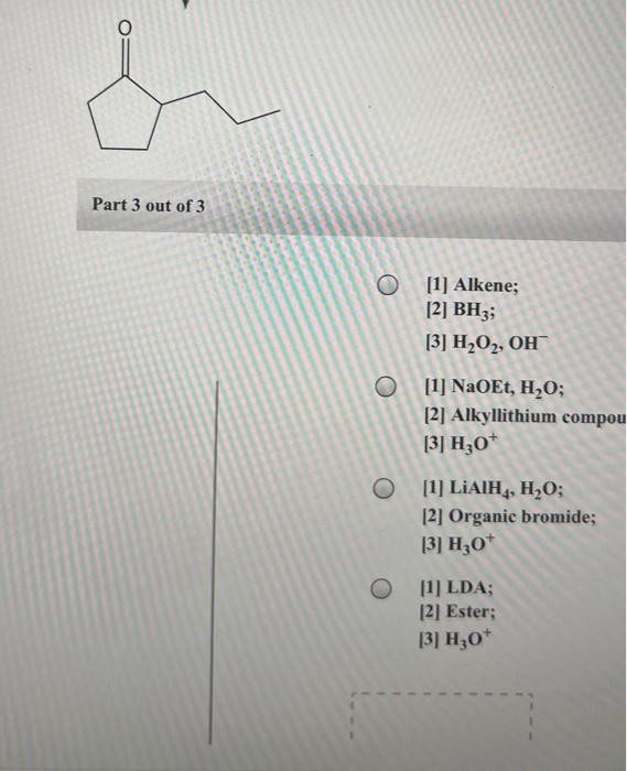 Solved [1] Alkene; [2] BH3; [3] H2O2,OH− [1] NaOEt,H2O; [2] | Chegg.com
