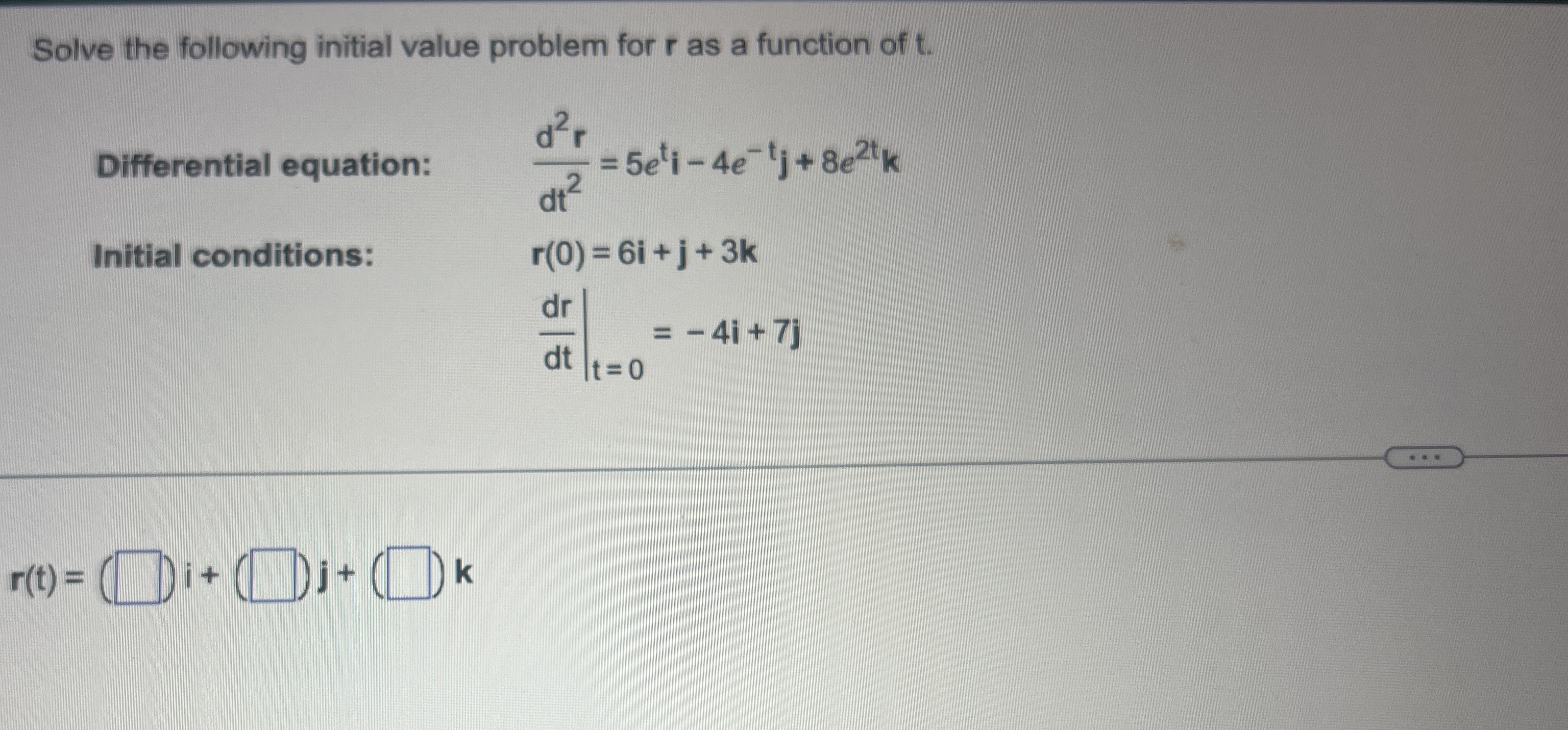 Solved Solve the following initial value problem for r ﻿as a | Chegg.com