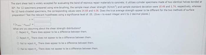 Solved The slant shear test is widely accepted for | Chegg.com