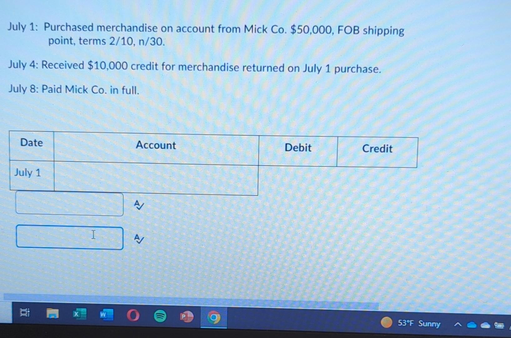Solved Problem 1: Mick Co. uses the following accounts and | Chegg.com