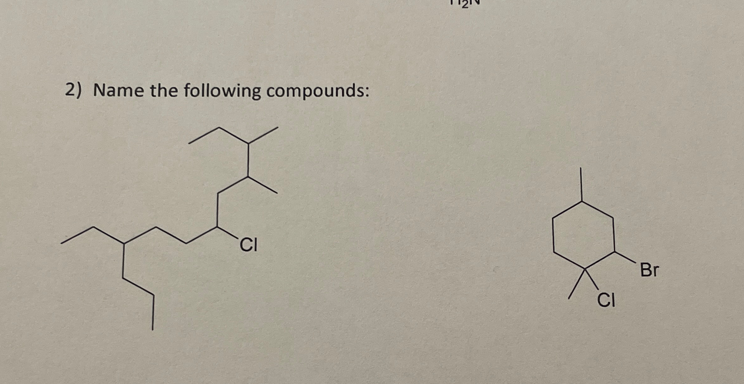 Solved Name the following compounds: | Chegg.com