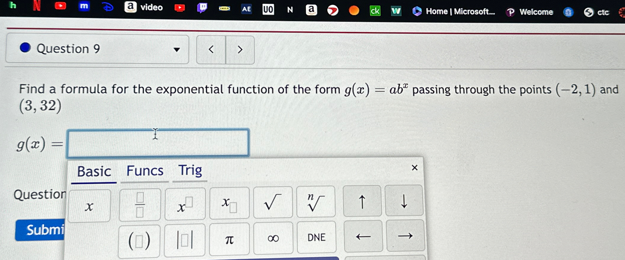 Solved Question 9Find a formula for the exponential function | Chegg.com