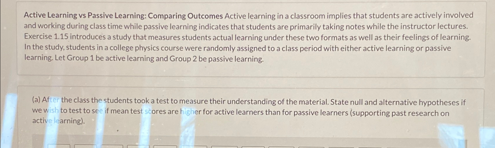 Solved Active Learning vs Passive Learning: Comparing | Chegg.com