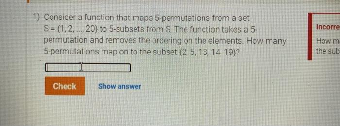 Solved 1) Consider a function that maps 5-permutations from | Chegg.com