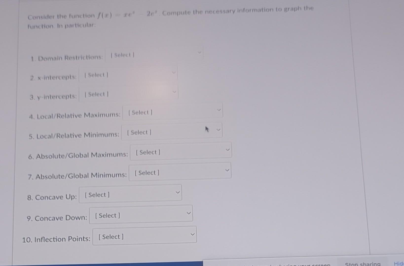 Solved Consider the function f(x)=xex−2e2. Compute the | Chegg.com