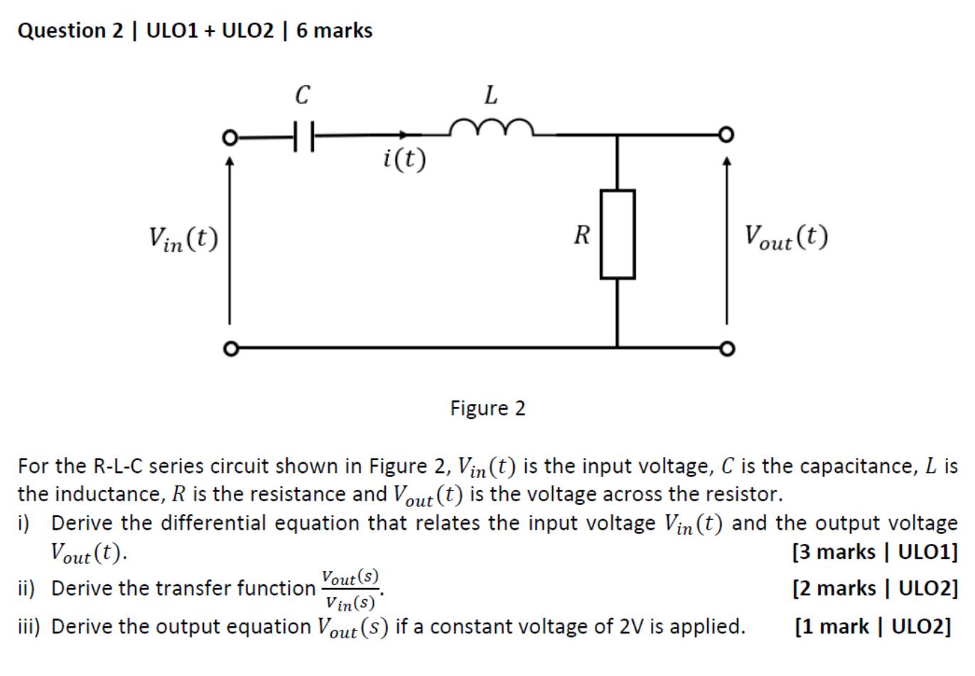 Solved Question 2 | ﻿ULO1 + ﻿ULO2 | 6 ﻿marksFigure 2For the | Chegg.com
