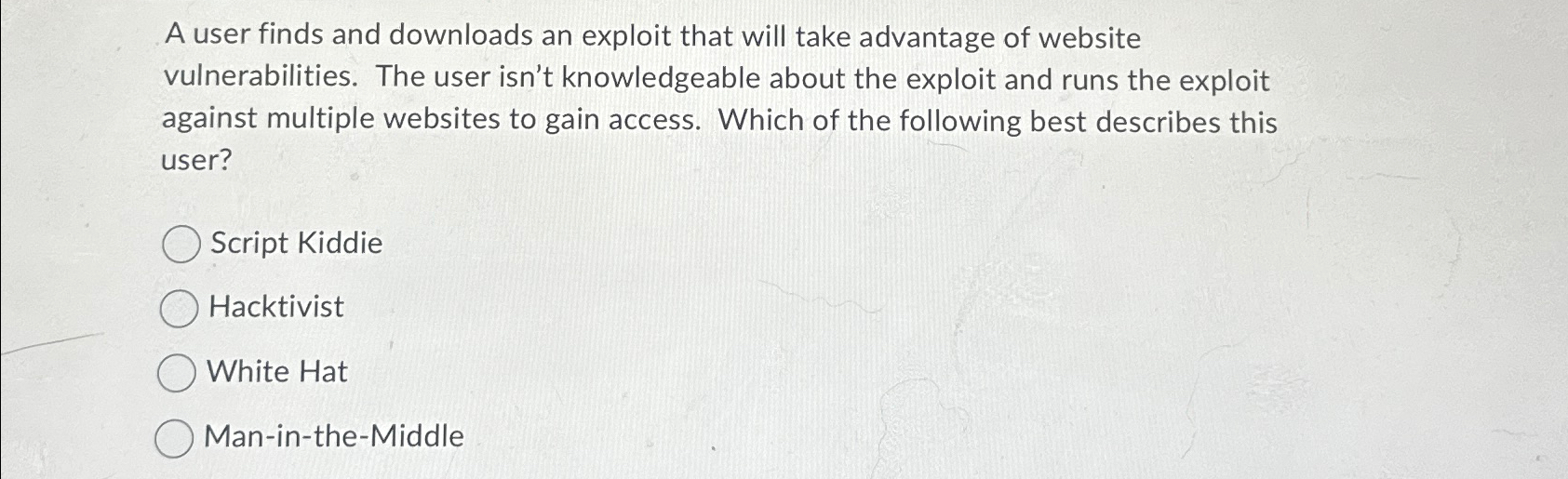 Solved A user finds and downloads an exploit that will take | Chegg.com