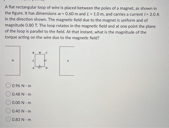 Solved A flat rectangular loop of wire is placed between the | Chegg.com