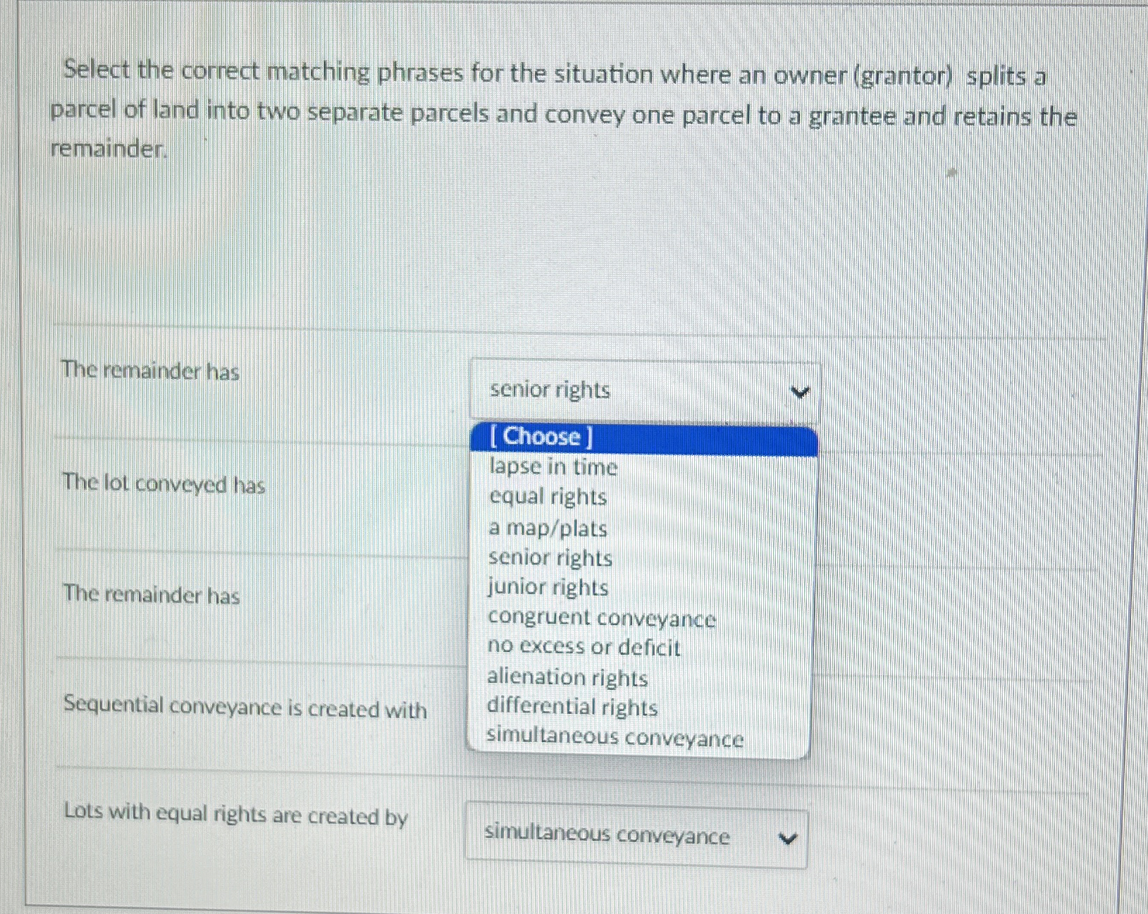 Solved Select the correct matching phrases for the situation | Chegg.com