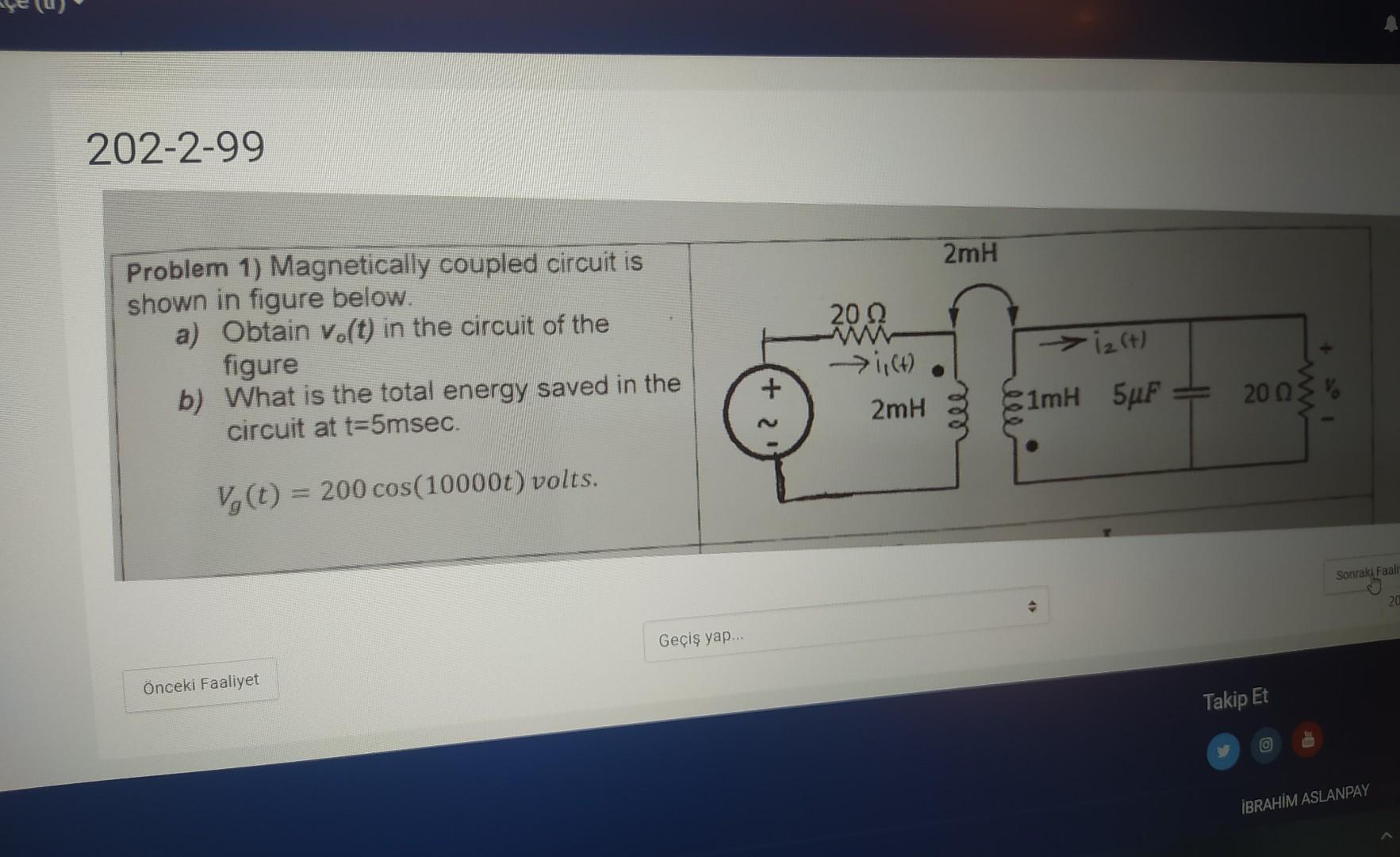 Solved Problem 1) Magnetically coupled circuit is shown in | Chegg.com