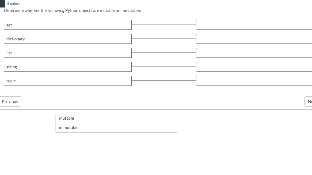 Solved Determine whether the following Python objects are | Chegg.com