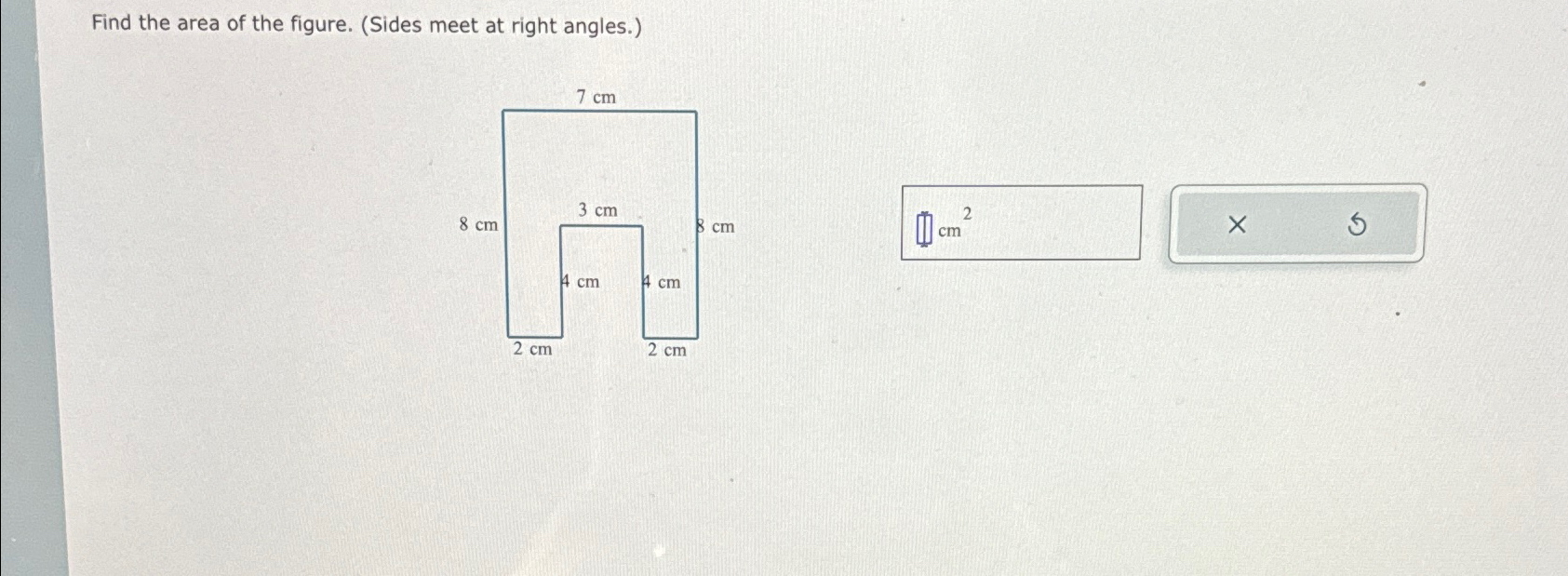 Solved Find the area of the figure. (Sides meet at right | Chegg.com