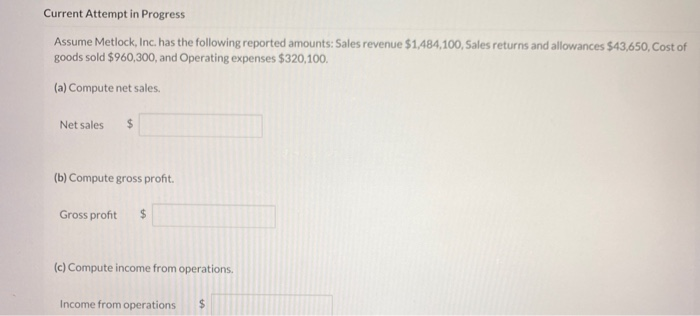 Solved Current Attempt in Progress Assume Metlock, Inc. has | Chegg.com