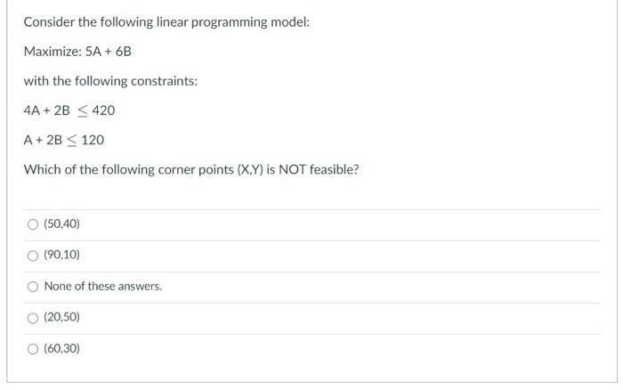 Solved Consider the following linear programming model: | Chegg.com