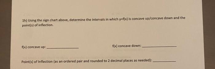 1h) Using the sign chart above, determine the | Chegg.com