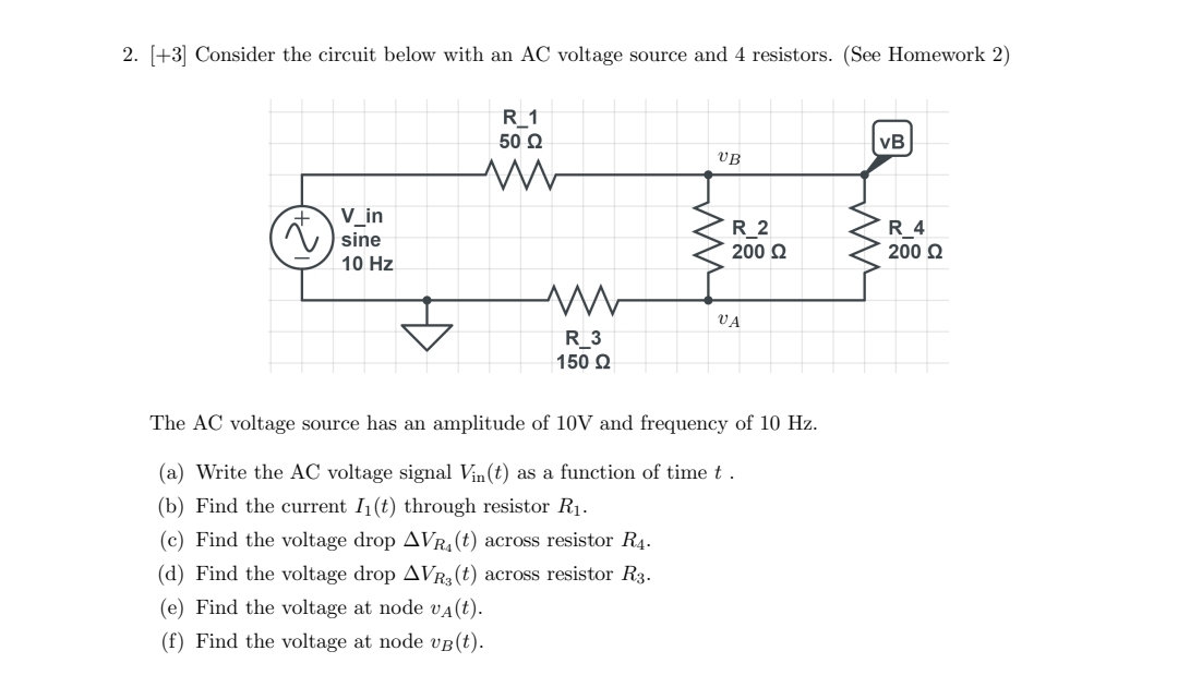 Solved +3 ﻿Consider the circuit below with an AC voltage | Chegg.com