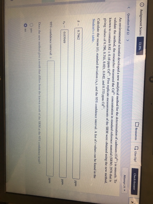 Solved Assignment Score: 72.9% Resources CX Give Up? Check | Chegg.com