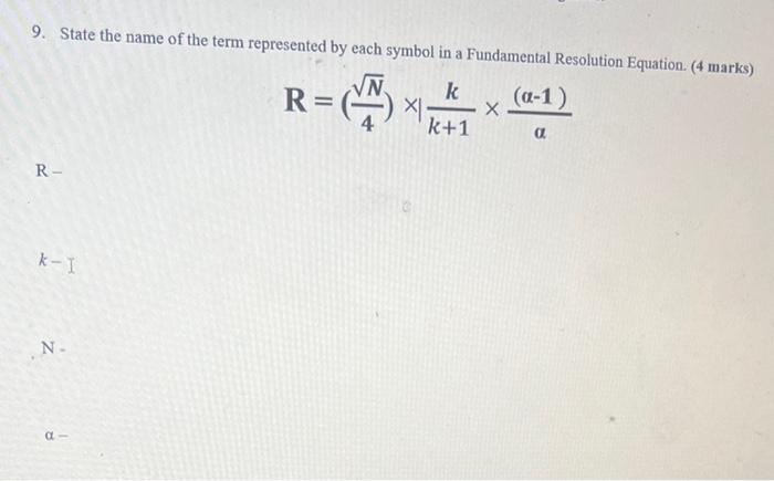 9. State the name of the term represented by each | Chegg.com