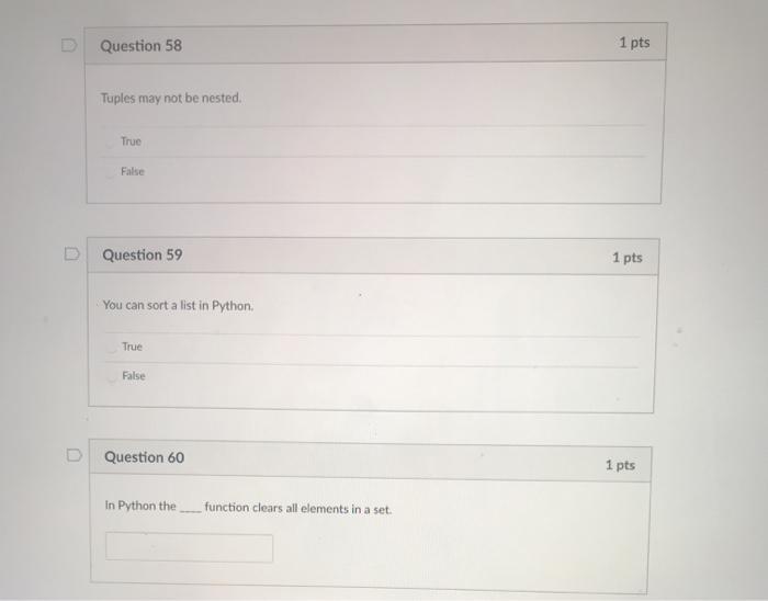 Solved In Python A Set Is An Unordered Collection Of