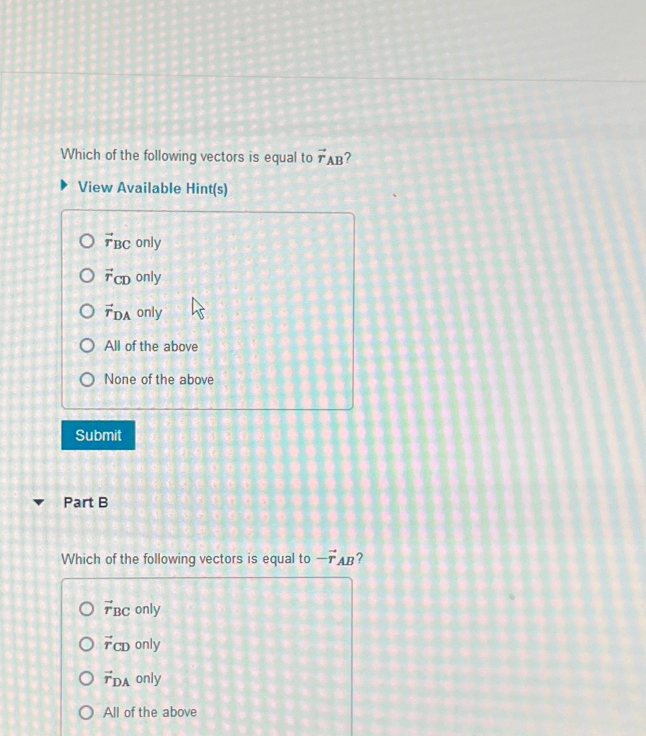 Solved Which of the following vectors is equal to | Chegg.com